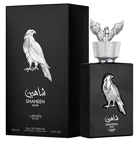 Shaheen Silver By Lattafa Pride Edp - Eau De Parfum 100ml(3.4 Oz) | Cassis, Bergamot, Rose, Patchouli, Musk, Oakmoss, Amber | By Lattafa Perfumes