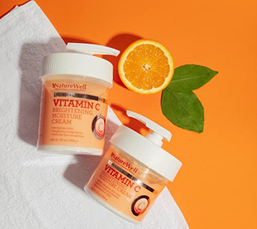 NATURE WELL Vitamin C Brightening Moisture Cream for Face, Body, & Hands, Visibly Enhances Skin Tone, Helps Improve Overall Texture & Provides Lasting Hydration (Vitamin C 1.0 2-Pack)