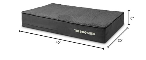 The Dog’s Bed Orthopedic Memory Foam Dog Bed, Large Grey Plush 40x25, Pain Relief for Arthritis, Hip & Elbow Dysplasia, Post Surgery, Lameness, Supportive, Calming, Waterproof Washable Cover