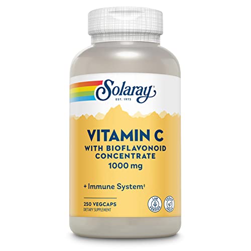 SOLARAY Vitamin C with Bioflavonoid Concentrate 1000mg, Healthy Immune Function, Skin, Hair & Nails Support, 250 VegCaps