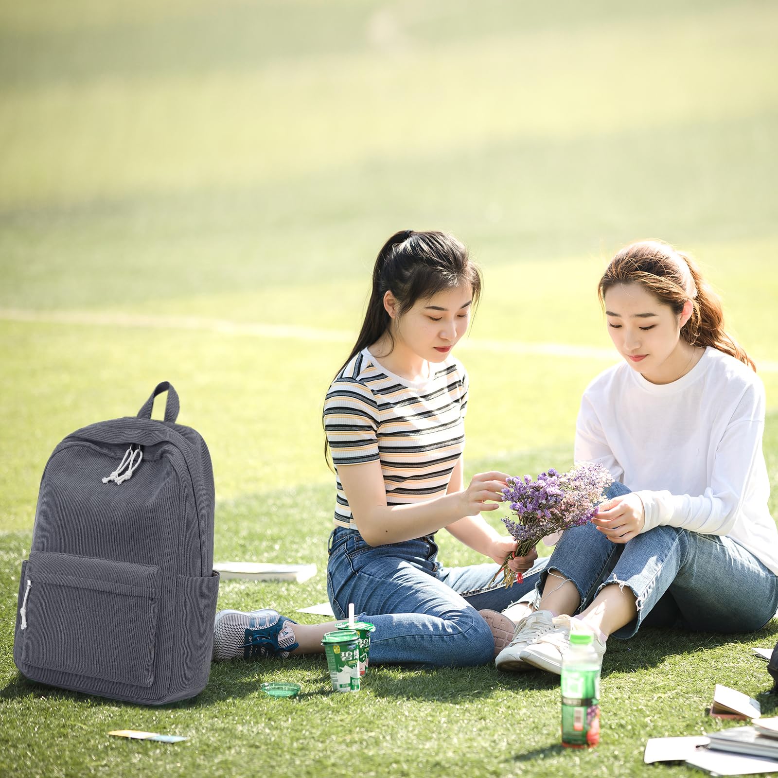 School Backpack for Teens Large Corduroy Bookbag Lightweight 17 inch Laptop Bag for Girls Boys Casual High School College