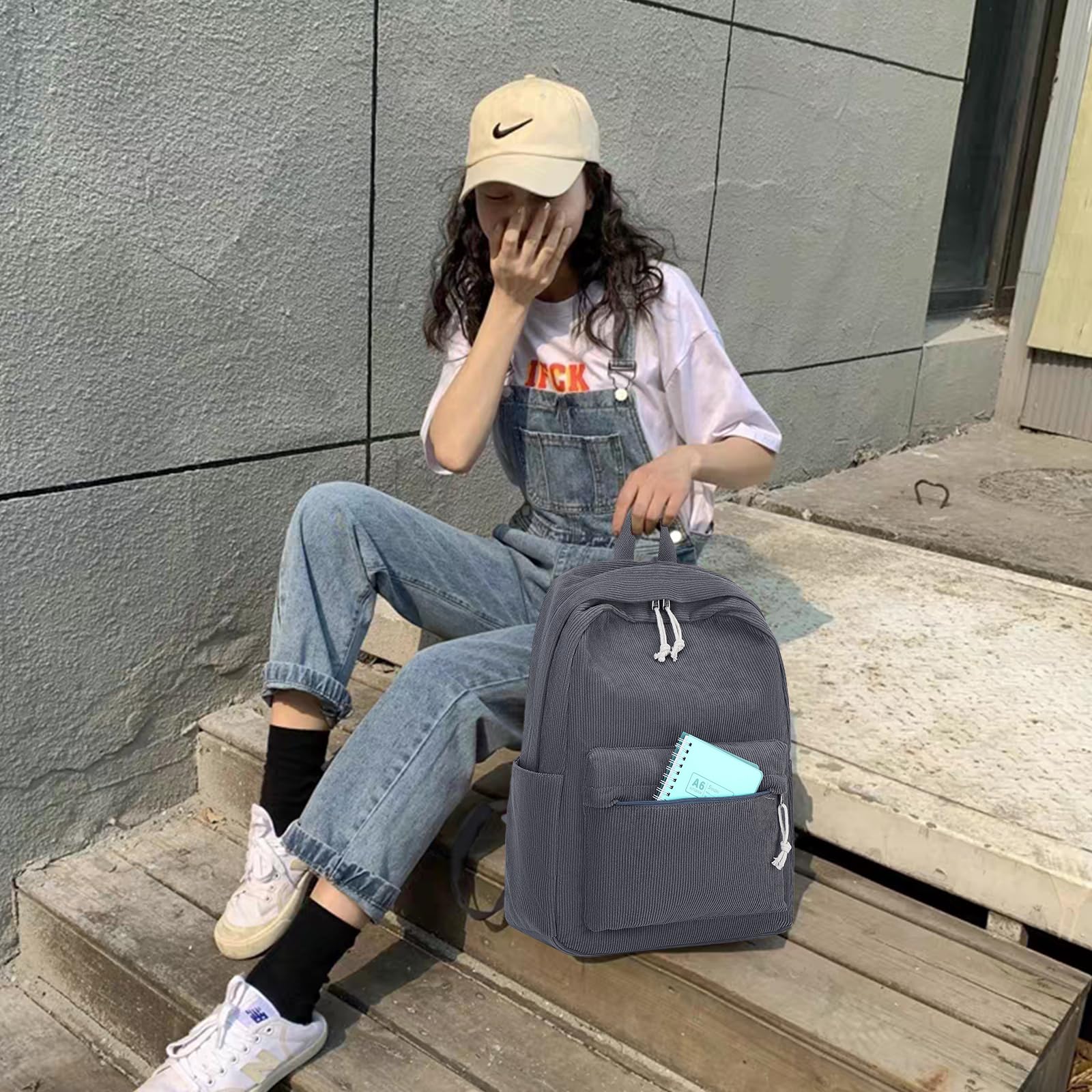 School Backpack for Teens Large Corduroy Bookbag Lightweight 17 inch Laptop Bag for Girls Boys Casual High School College
