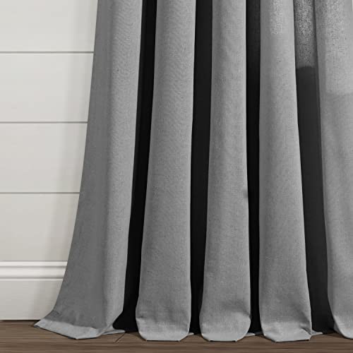 Lush Decor Boho Pom Pom Tassel Linen Window Curtain Panel (Single Panel), 84" L x 52" W, Dark Gray