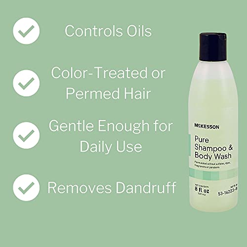 McKesson Pure Shampoo and Body Wash, Sulfates, Dyes, Fragrance and Parabens Free, Unscented, 8 oz, 1 Count
