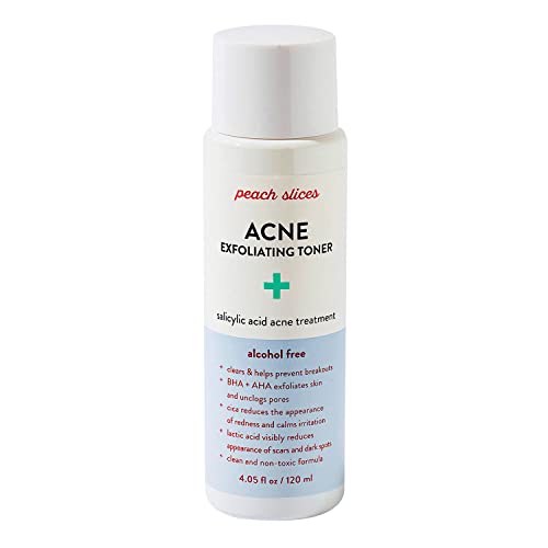 Peach Slices | Acne Exfoliating Toner | 2% Salicylic Acid | AHA+BHA Exfoliation | Facial Cleanser | Calms & Soothes | Prevents Breakouts | Alcohol & Sulfate Free | Skin Care for Women & Men | 4 Oz
