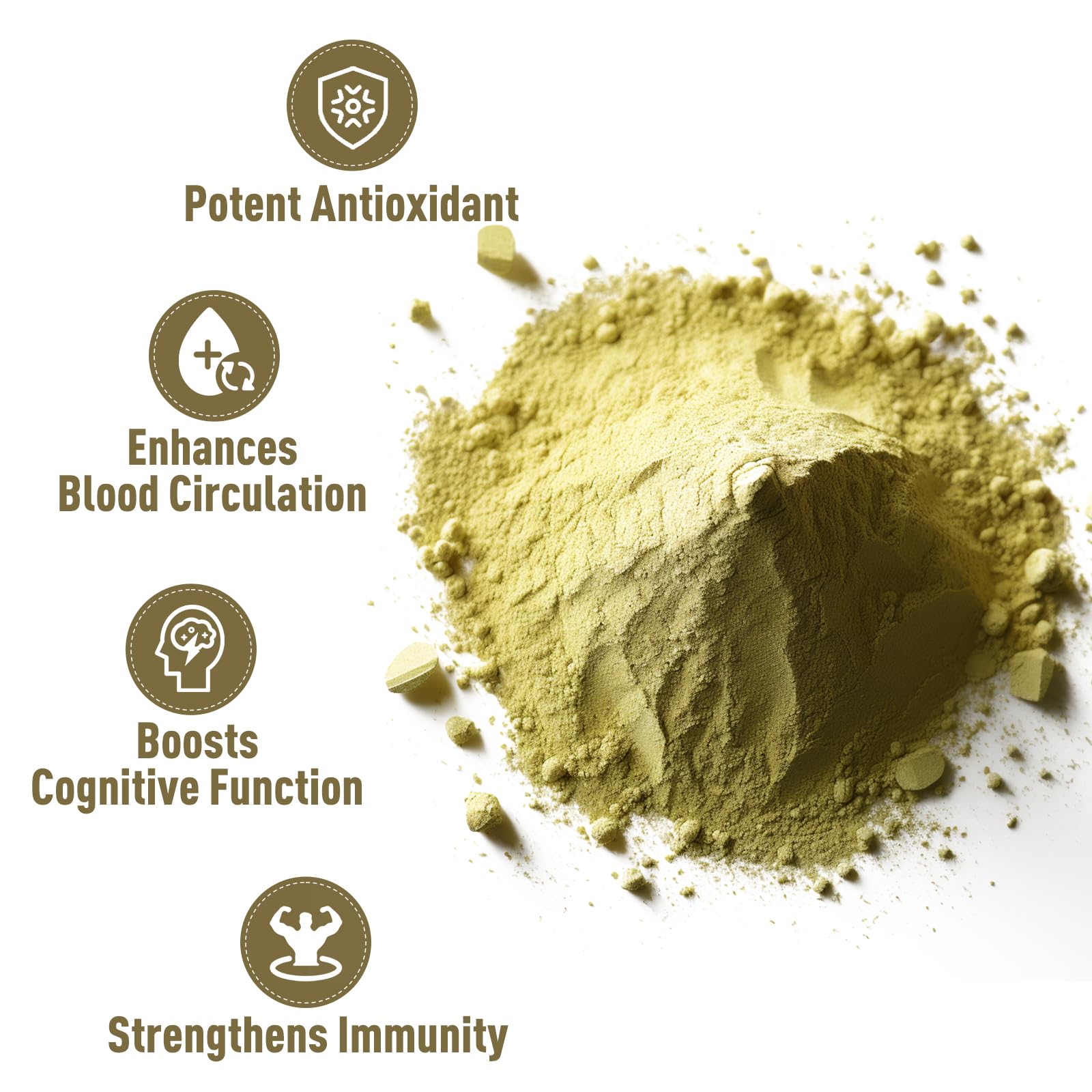 UNLEASH'D ORGANIC Organic Ginkgo Biloba Powder 16 oz Supports Brain Function and Mental Alertness Vegan Friendly Raw and Non-GMO