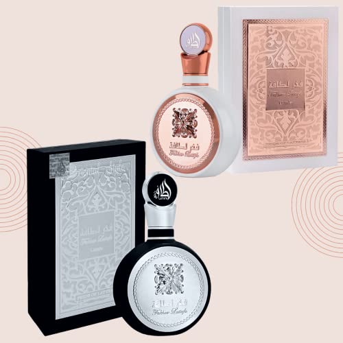 Fakhar for Men & Fakhar for Women EDP - Eau de Parfum 100ML (3.4 oz) | Oriental Alchemy | Intense notes of Lily, Jasmine, White Flowers, Honeysuckle, Fruity Notes, Vanilla & White Musk | by Lattafa Perfumes (Fakhar Xtra Value Pack)