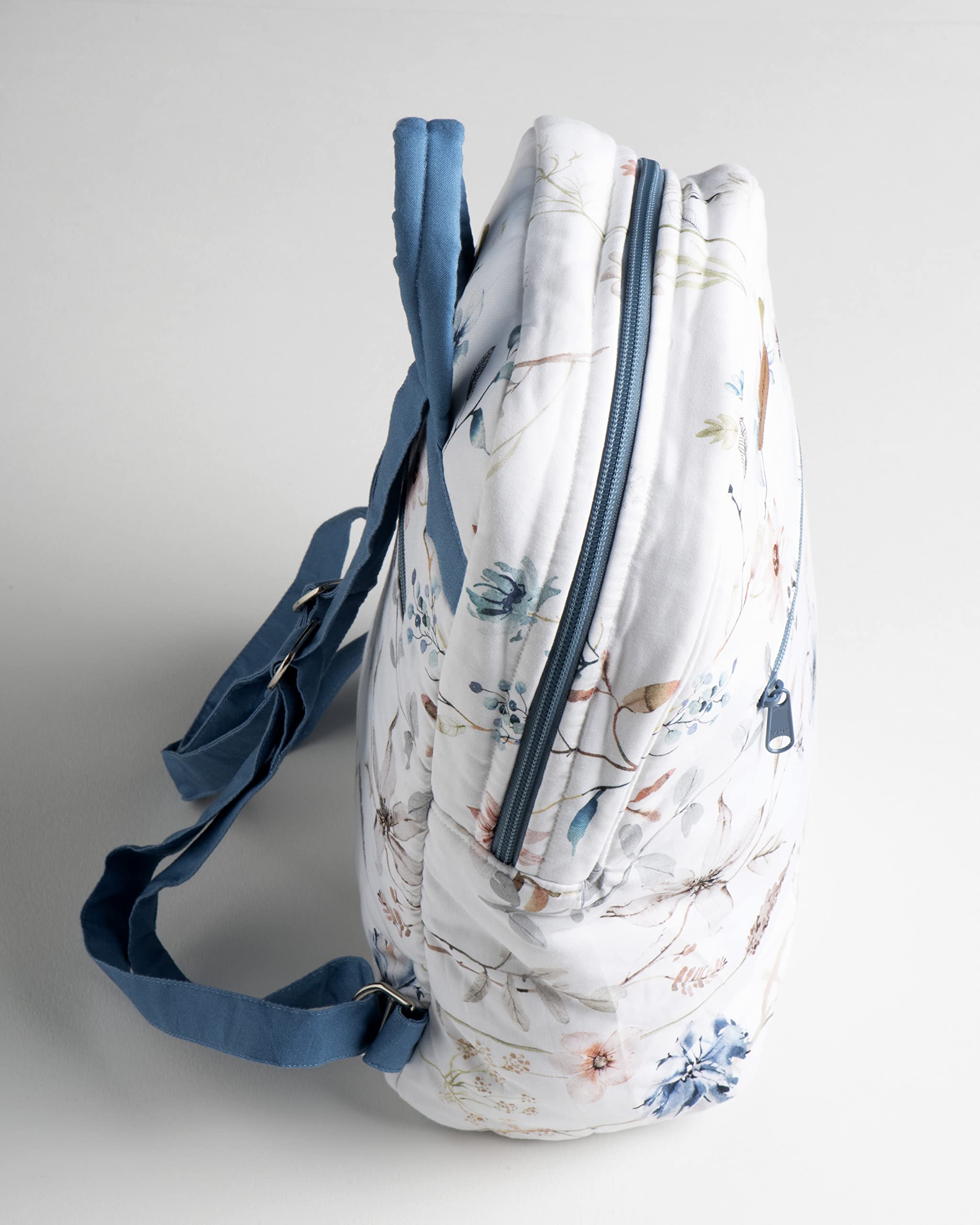 Maison d' Hermine Backpack Cotton Shoulder Backpack with Small Pouch Lightweight Bag for Travel Work Beach Perfect for Women & Men (Ice Florals)