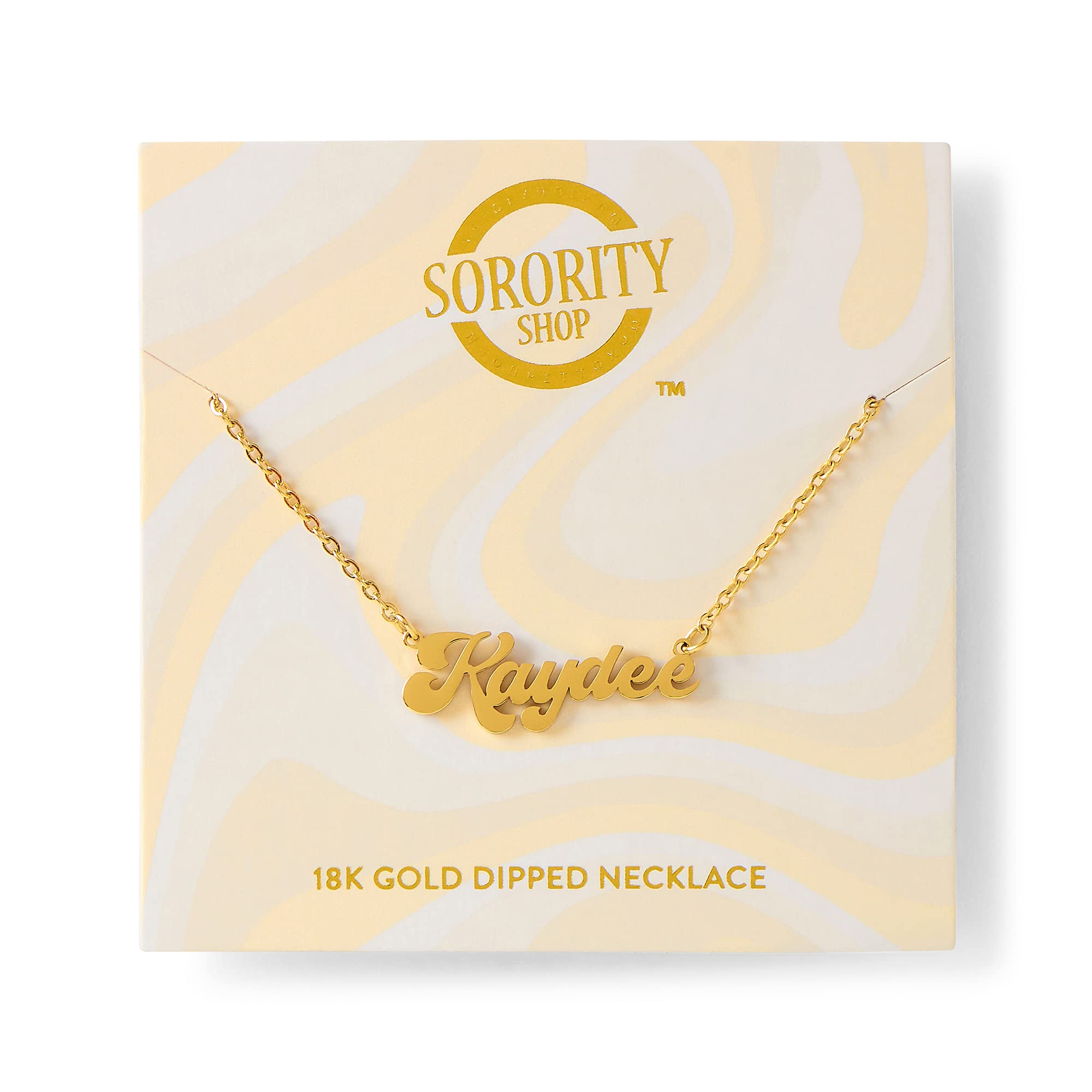 Sorority Shop Kappa Delta Necklace — Retro Font Design with 18K Gold Plating, Kappa Delta Gifts for Women