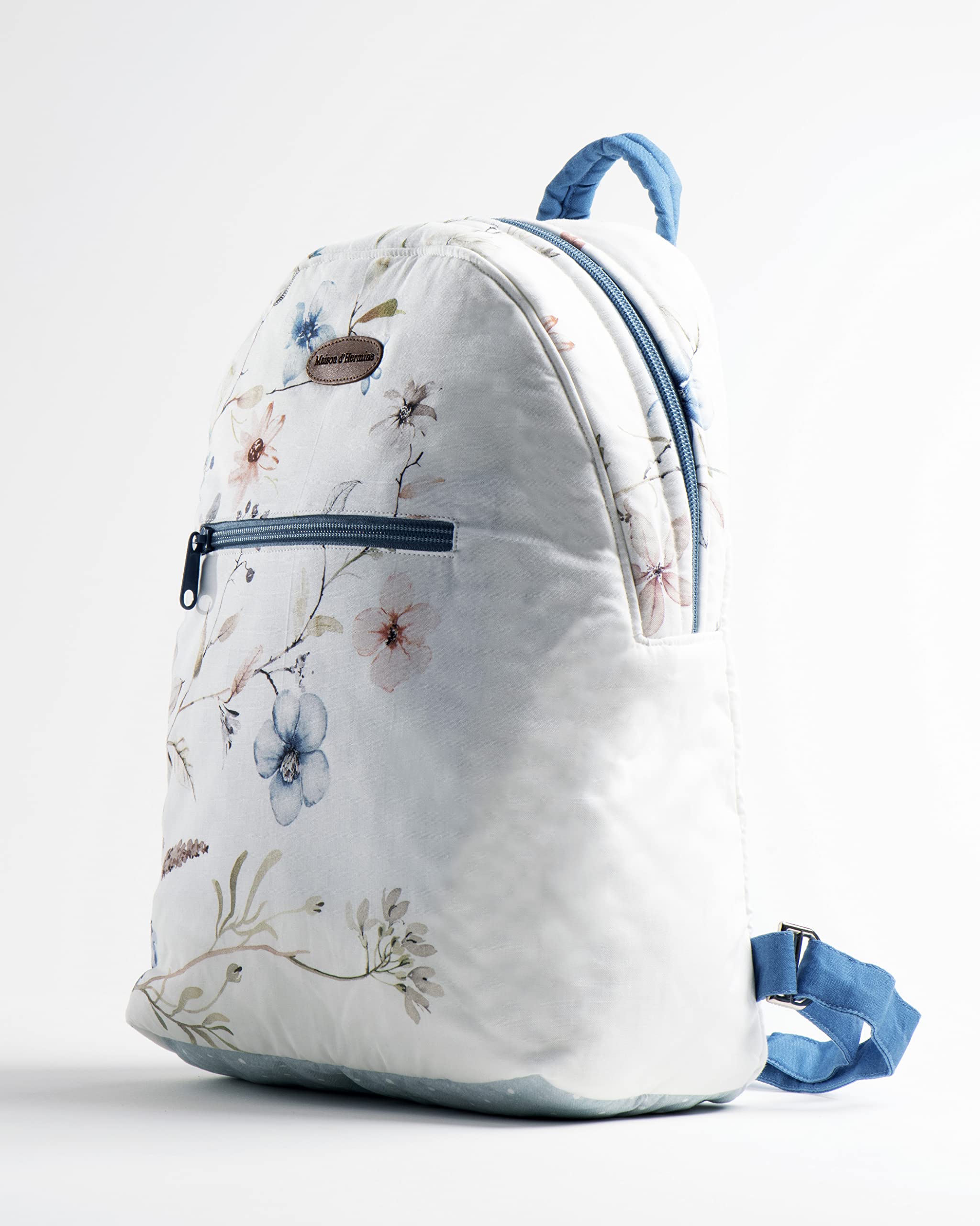 Maison d' Hermine Backpack Cotton Shoulder Backpack with Small Pouch Lightweight Bag for Travel Work Beach Perfect for Women & Men (Ice Florals)
