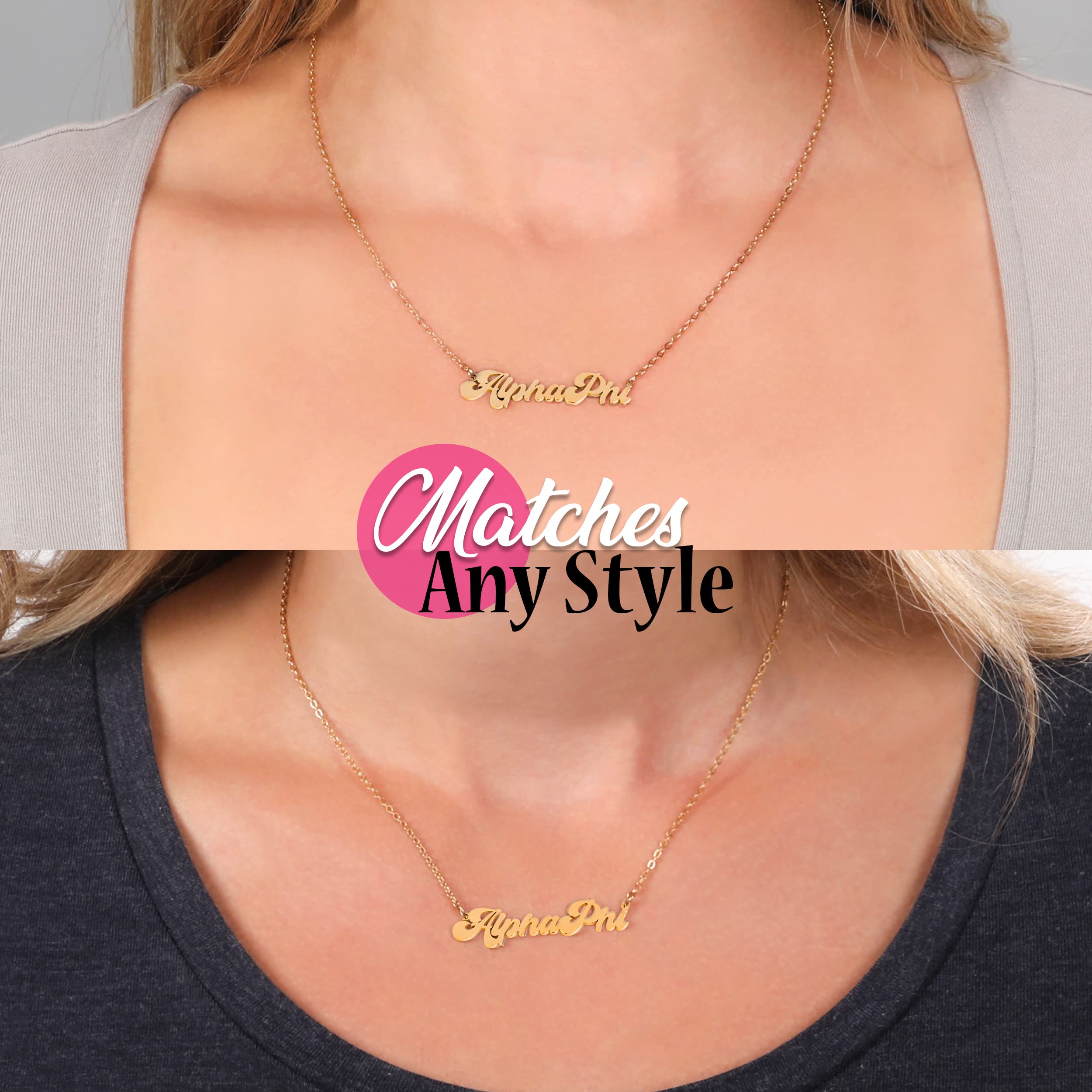 Sorority Shop Kappa Delta Necklace — Retro Font Design with 18K Gold Plating, Kappa Delta Gifts for Women