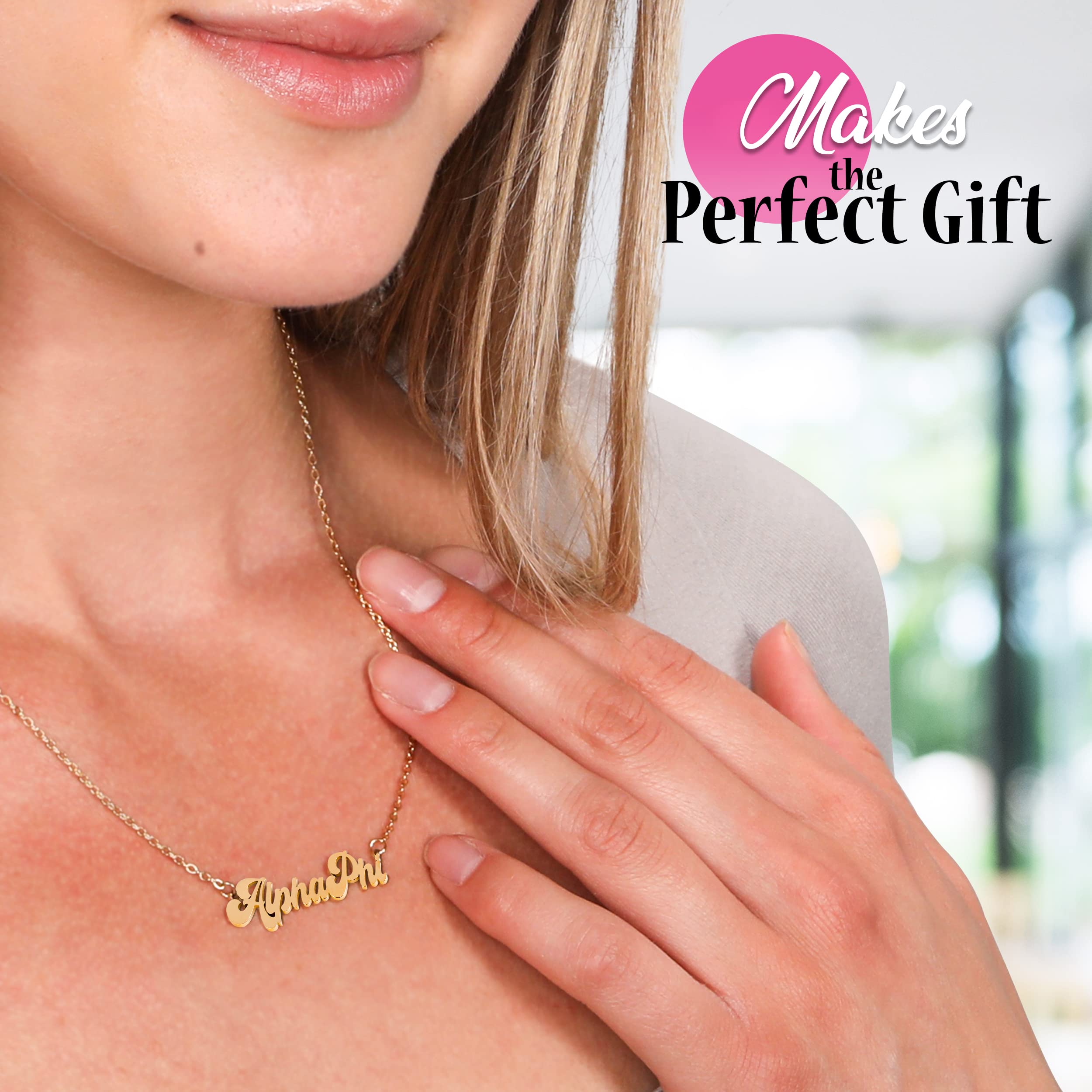 Sorority Shop Kappa Delta Necklace — Retro Font Design with 18K Gold Plating, Kappa Delta Gifts for Women