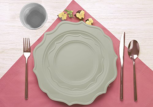 Tiger Chef 96-Pack White Color Round Scalloped Rim Disposable Plastic Plate Set for 48 Guests Includes 48 10-Inch Dinner Plates, 48 8-Inch Salad Plates - BPA-Free