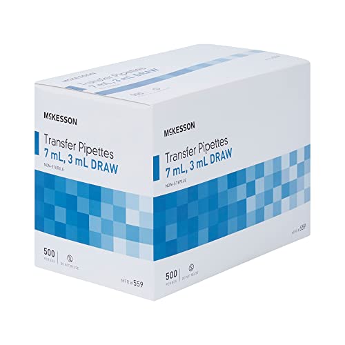 McKesson Transfer Pipette, Non-Sterile, 7 mL Capacity 0.5 mL to 3 mL Graduation Increments, 500 Count, 10 Packs, 5000 Total