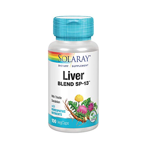 SOLARAY Liver Blend SP-13 | Healthy Liver & Kidney Support with Milk Thistle, Dandelion, Artichoke Leaf, Kelp, Peppermint Aerial & More | 100 VegCaps