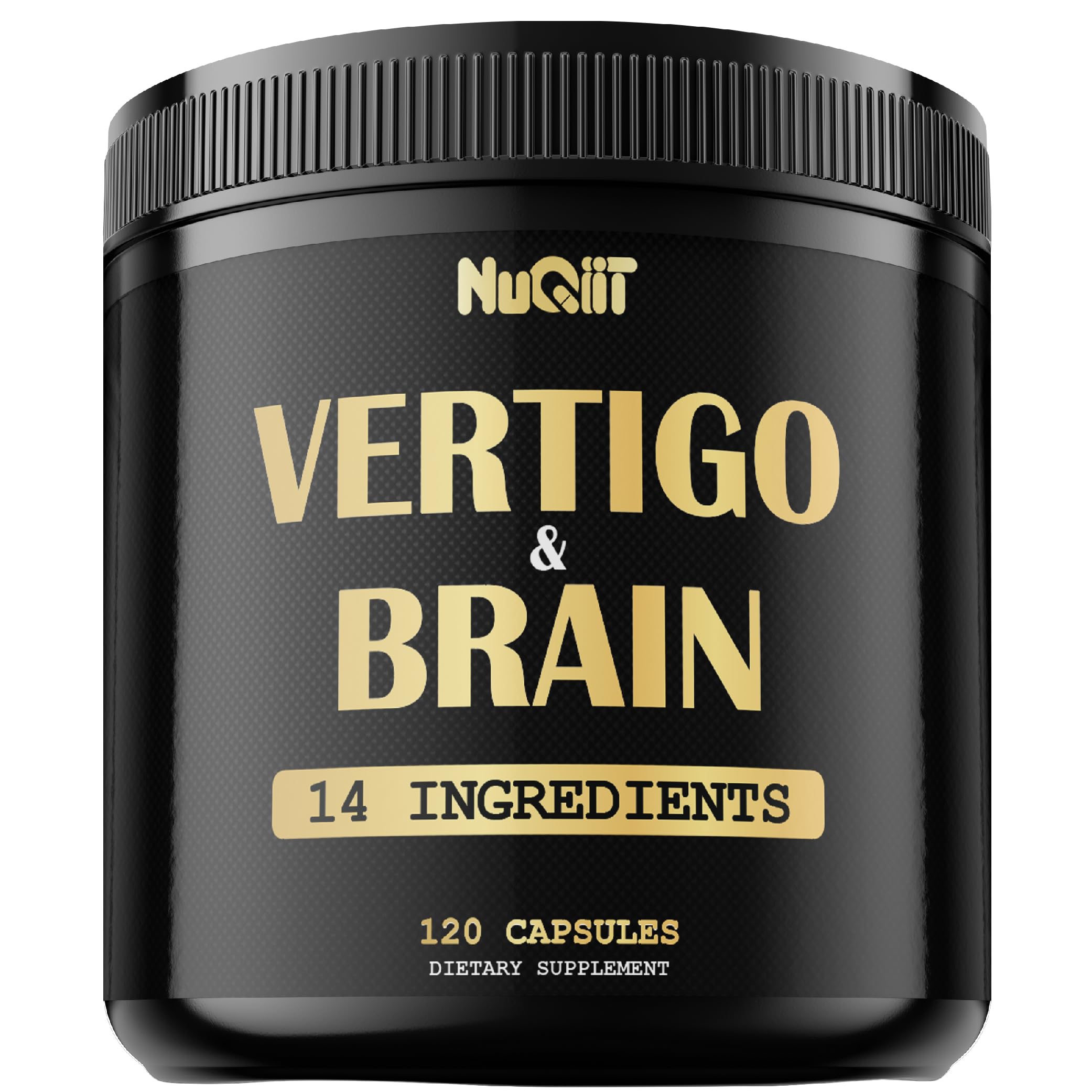NUQIIT Vertigo & Brain Supplement with Ginkgo Biloba Leaf 10500mg Lions Mane 4500mg & More - Support Memory, Focus & Brain Health - 120 Capsules for 2-Month Supply