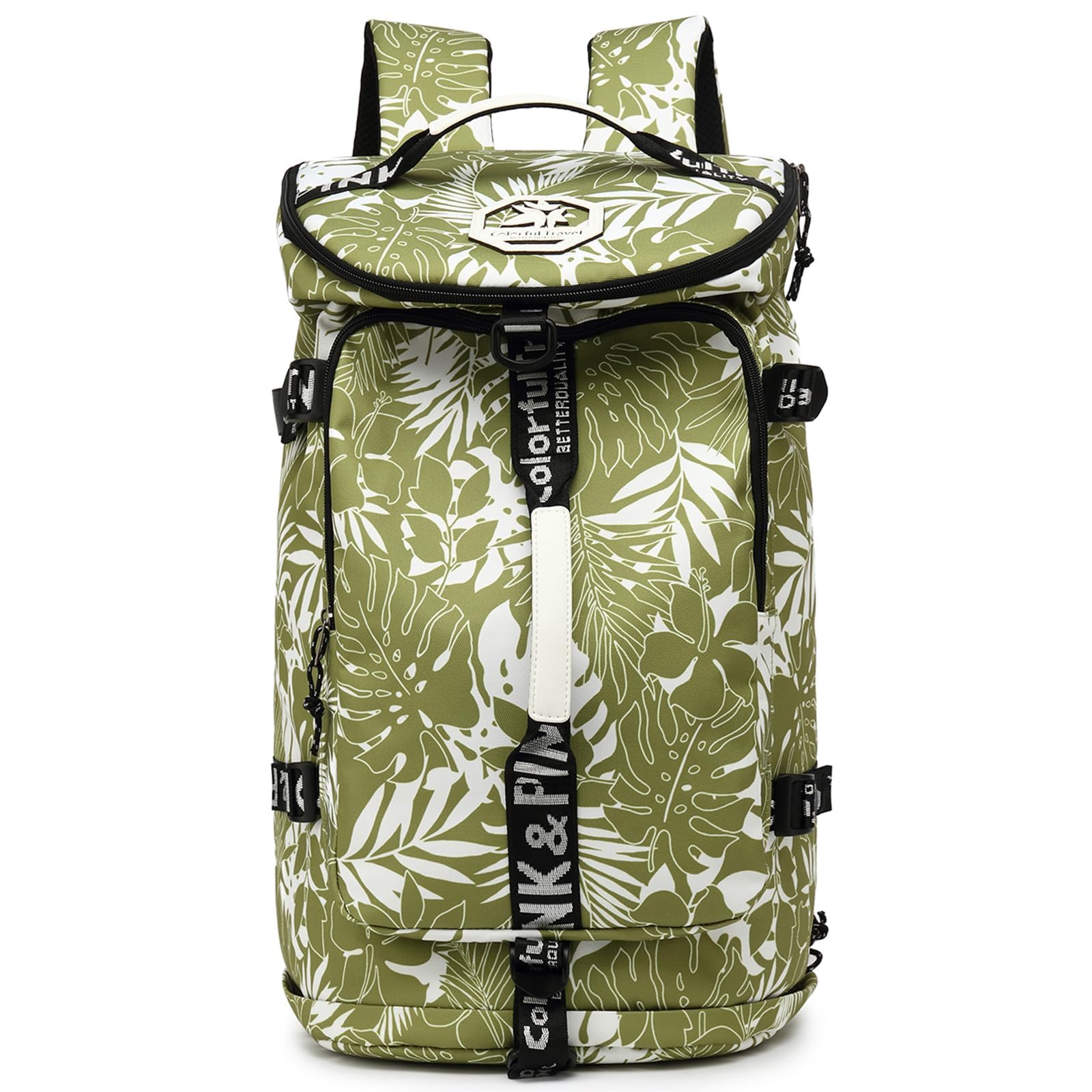 JYColofex Floral gym duffel bag backpack, fashion wrestling bag,with shoe compartment, 4 kinds of back method waterproof travel sports walking laptop Lightweight (A-Floral Green)