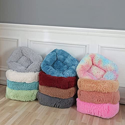 LQUOXH Dog Beds House Sofa Square Cotton Plush Mat for Small Medium Dogs Large Cat House Pet Bed (Color : Coffee, Size : Small)
