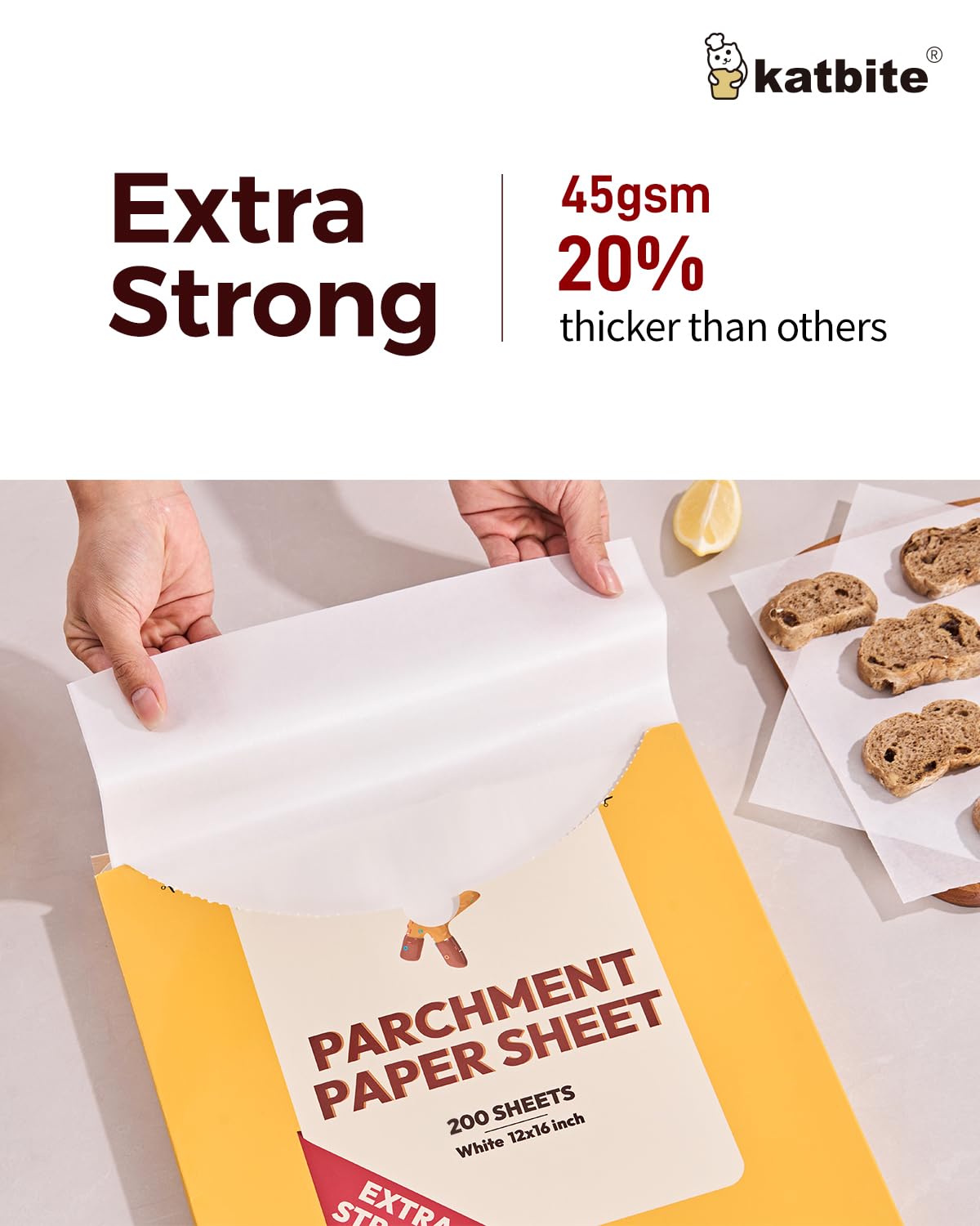 Katbite 200PCS 12x16 In Heavy Duty Flat Parchment Paper, Parchment Paper Sheets for Baking Cookies, Cooking, Frying, Air Fryer, Grilling Rack, Oven(12x16 Inch)