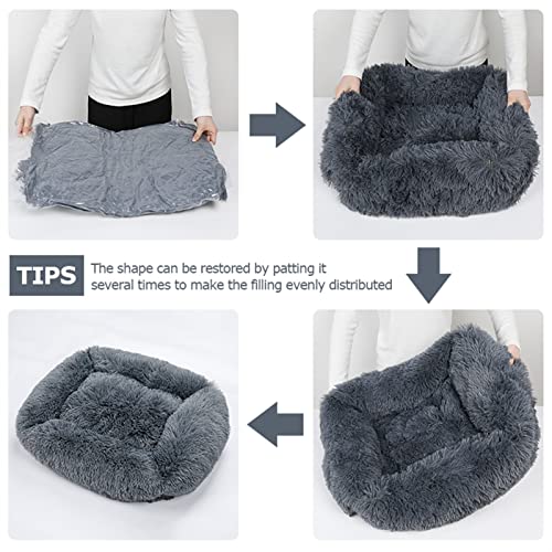 LQUOXH Dog Beds House Sofa Square Cotton Plush Mat for Small Medium Dogs Large Cat House Pet Bed (Color : Coffee, Size : Small)