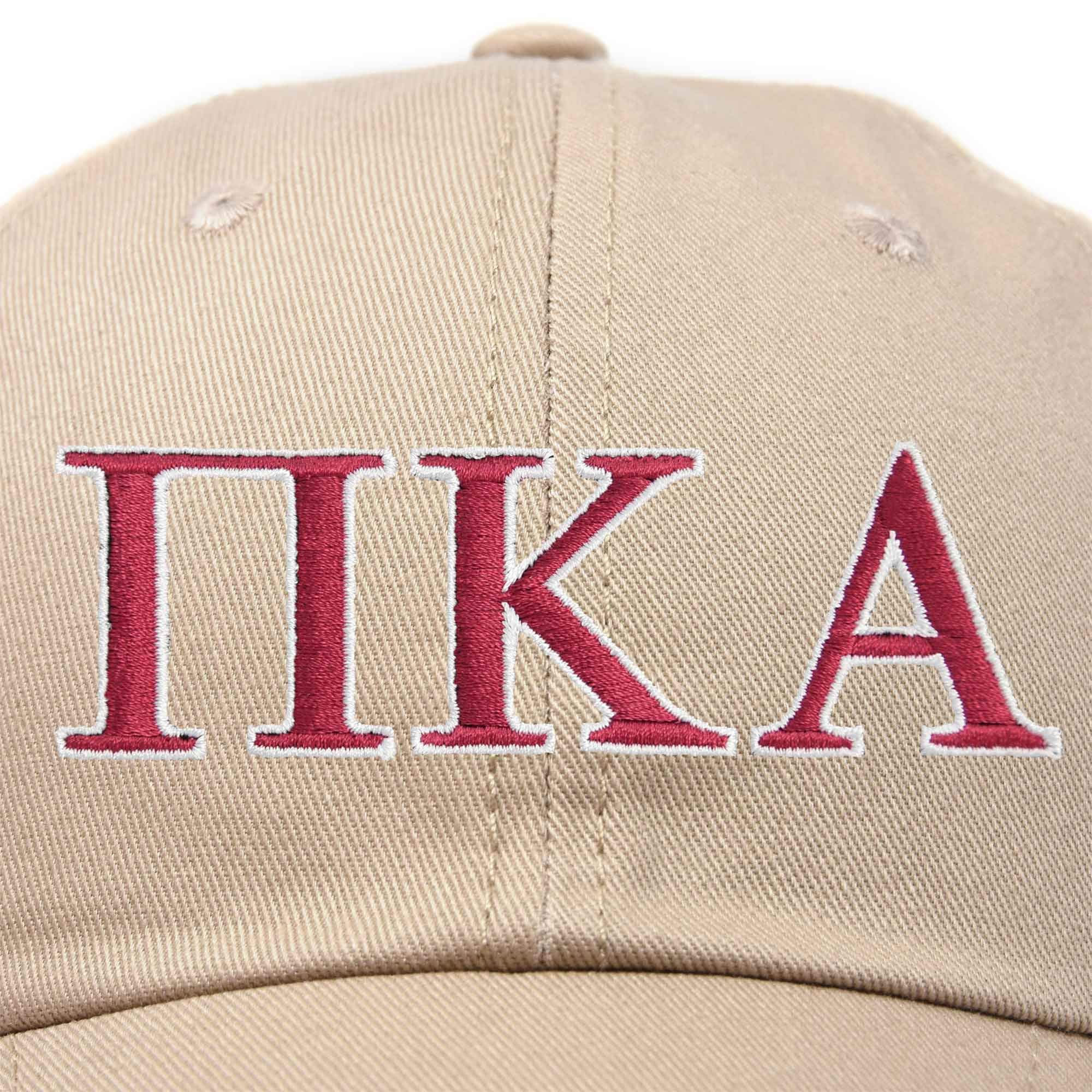 DALIX Pi Kappa Alpha Greek Letters Ball Cap Embroidered Hat in Khaki