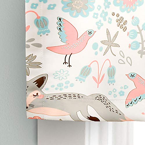 Lush Decor Pixie Fox Room Darkening Window Valance, 18" x 52" + 2" Header, Gray Curtain Valence, Pink & Gray
