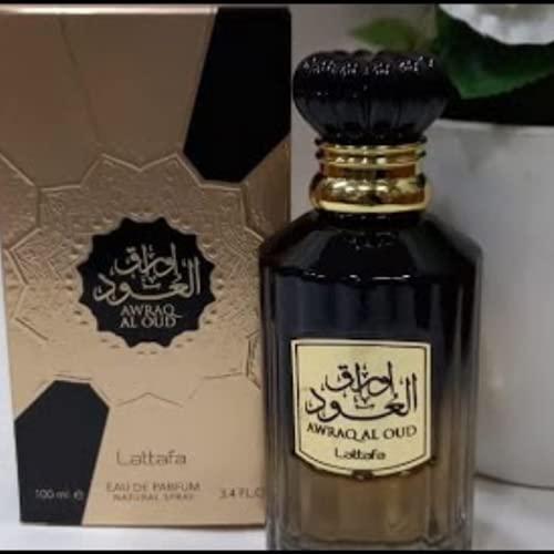 Awraq Al Oud EDP - Eau De Parfum 100ML (3.4 oz) |Strong Long-Lasting Spray I Black and Gold Bottle I Oud, Cinnamon, Nucsoara Scents I by Lataffa