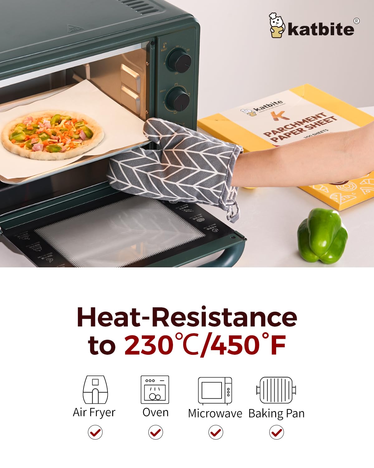 Katbite 200PCS 12x16 In Heavy Duty Flat Parchment Paper, Parchment Paper Sheets for Baking Cookies, Cooking, Frying, Air Fryer, Grilling Rack, Oven(12x16 Inch)