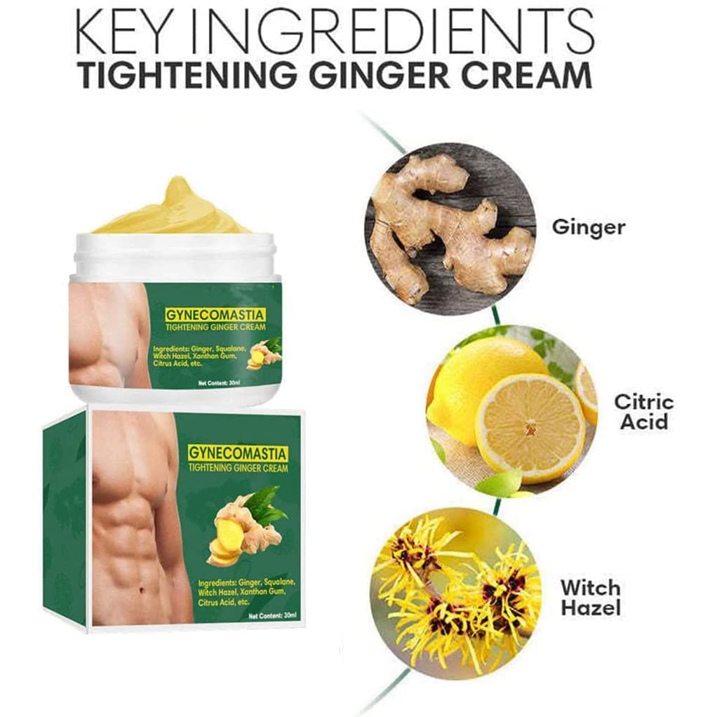YCSM SoliPac Ginger Cream, Solipac Gynecomastia Tightening Ginger Cream,30 ml Ginger Fat Burning Cream Weight Loss Anti-Cellulite Slimming Cream for Men(2PCS)
