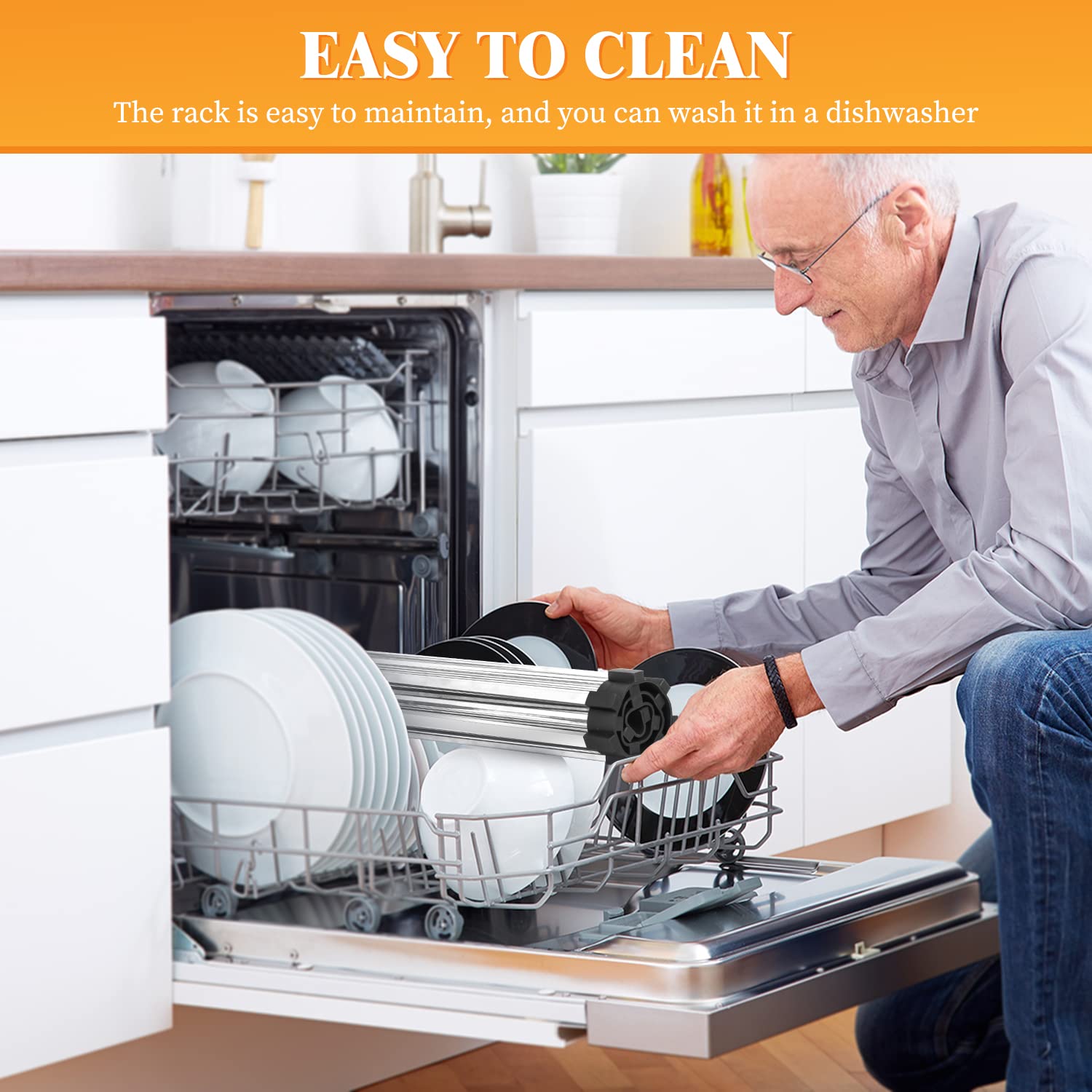 G-TING Dish Drying Rack 17.5" x 15", Over Sink Roll Up Large Dish Drainers Rack, Multipurpose Foldable Kitchen Sink Rack Mat Stainless Steel with Silicone Rims for Dishes, Cups, Fruits Vegetables