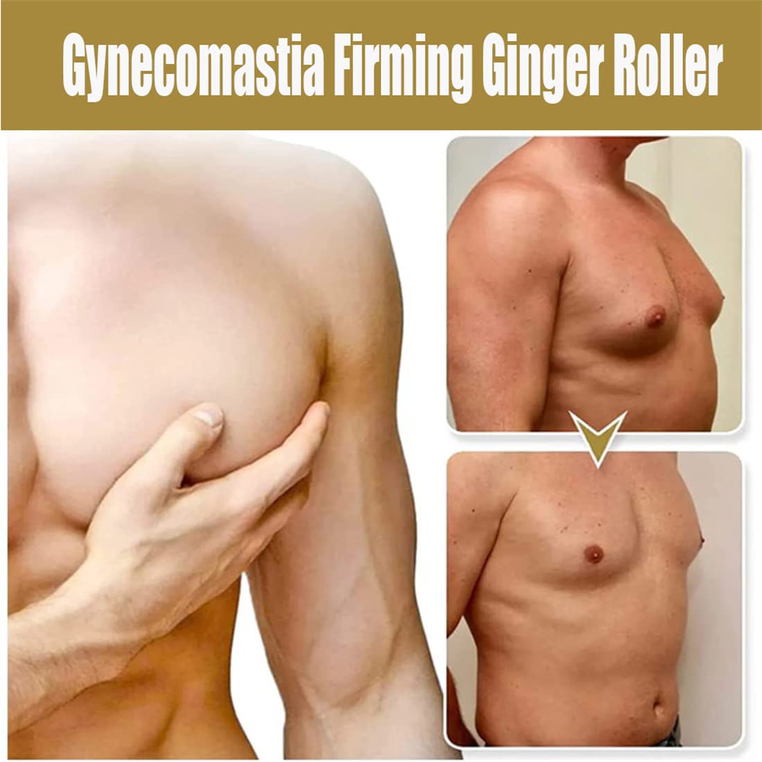 Pacx Gynecomastia Firming Ginger Roller, Gynecomastia Tightening Ginger Cream, Natural Tightening Ginger Cream Make Chest Shape Tough and Strong, Effectively Shrinks Men Chest Tightening (2pc)