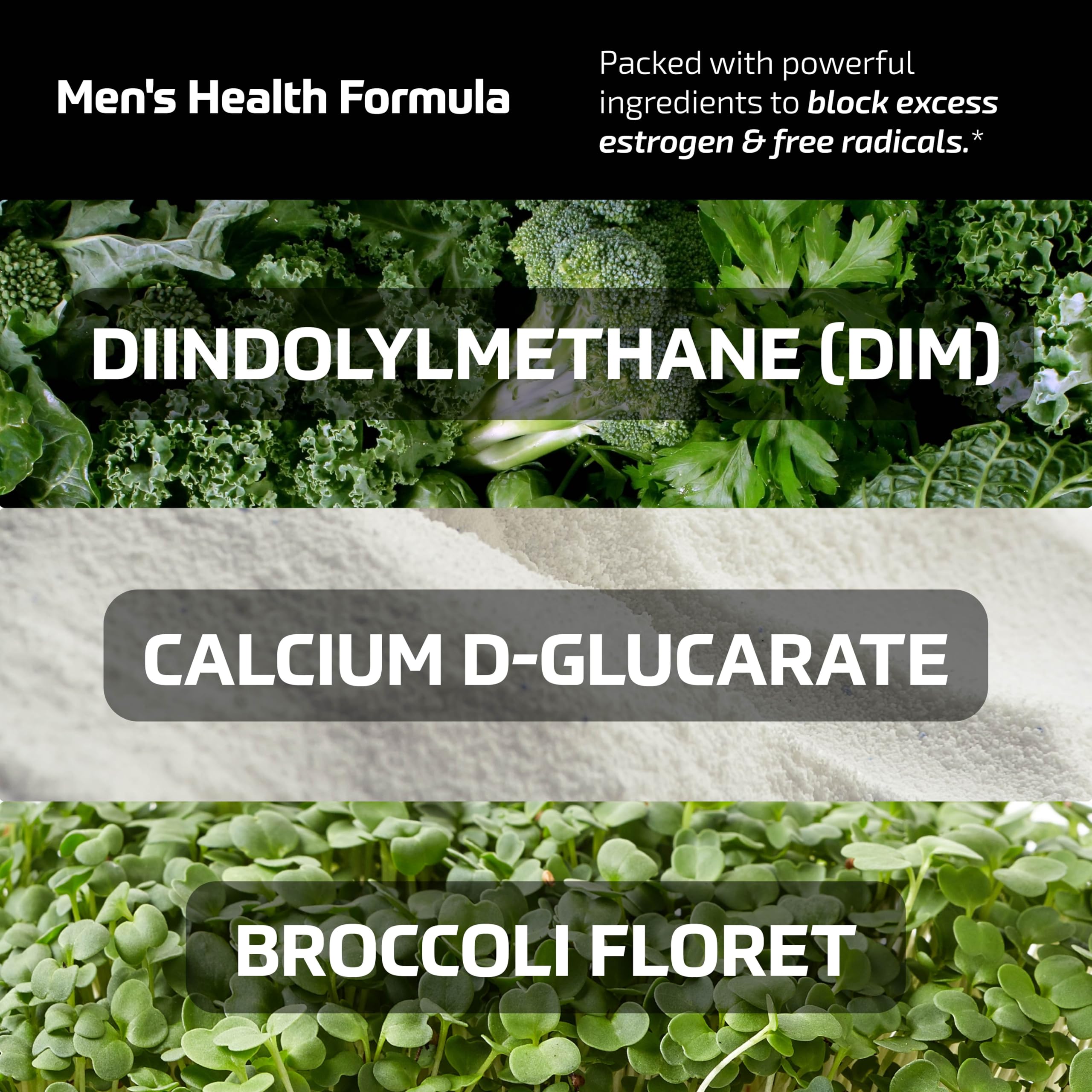 DIM 300mg for Men, Estrogen Blocker & Aromatase Inhibitor | Extra Strength Men’s Hormone Balance & Wellness Support Supplement with Diindolylmethane Plus CDG & Sulforaphane | Gluten-Free | 60 Ct.