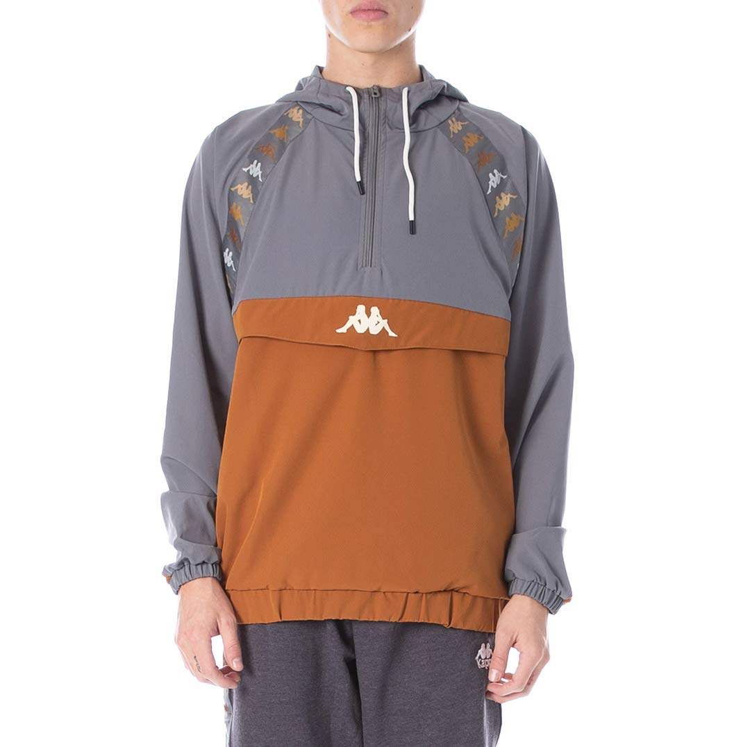 KAPPA MENS 222 BANDA DAXI ANORAK JACKETS 35122WW-A0X CHARCOAL/BRN
