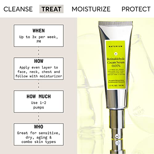 Naturium Retinaldehyde Cream Serum 0.05%, Advanced Anti-Aging & Smoothing Treatment, Face & Skin Care, 1.7 oz