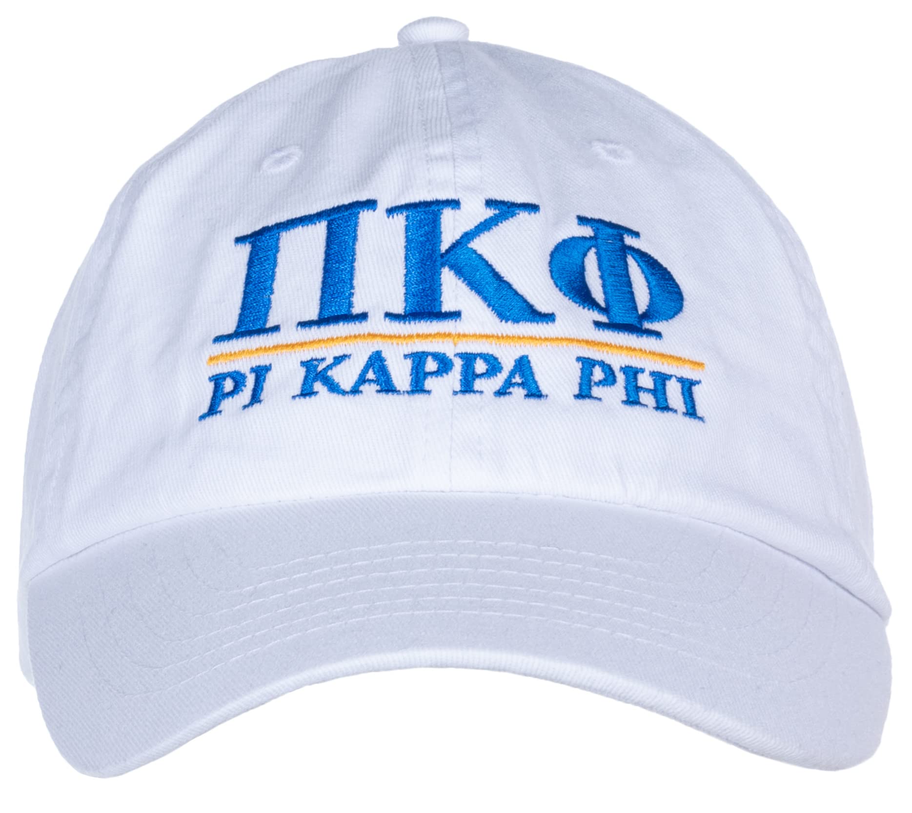 Ann Arbor T-shirt Co. Pi Kappa Phi | Classic Pi Kapp Fraternity Line PKP Baseball Rush Frat Hat Cap White