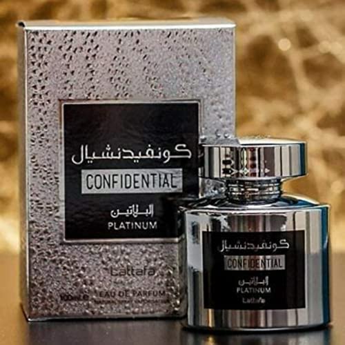 Confidential Platinum EDP - Eau De Parfum 100ML (3.4 oz) | Long-Lasting Spray I Platinum Bottle I Oudy, Musky Scents I by Lattafa
