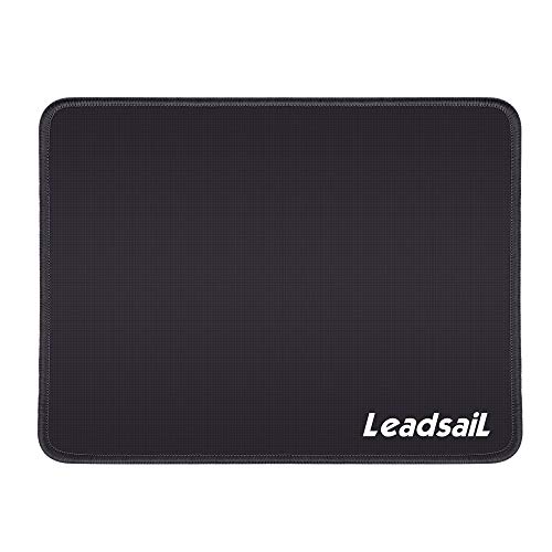 LeadsaiL Mouse Pad with Stitched Edge, Water-Resistant, Premium-Textured Mouse Mat, Non-Slip Rubber Base Mousepad for Laptop, Computer & PC, 10.6×8.3×0.1 inches (Black)