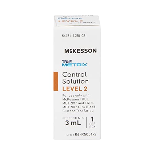 McKesson True METRIX Blood Glucose Testing Control Solution, Level 2, 3 mL Vial, 1 Count