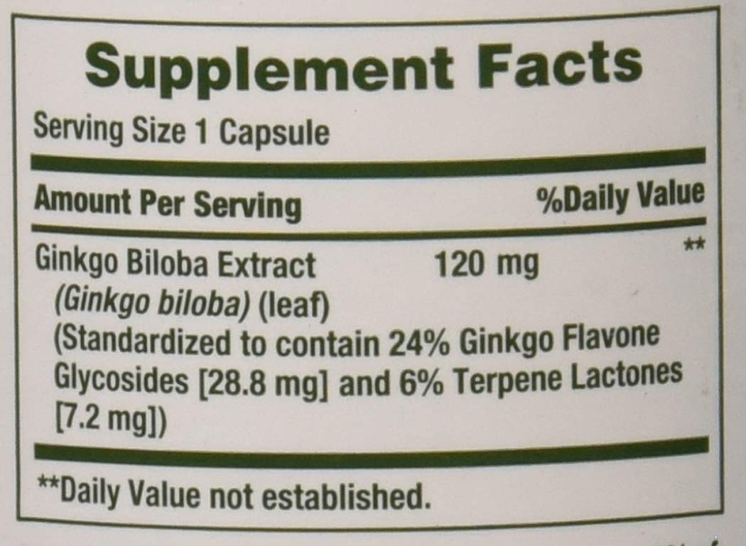 Nature's Bounty Ginkgo Biloba 120 mg 100 ea (Pack of 3)