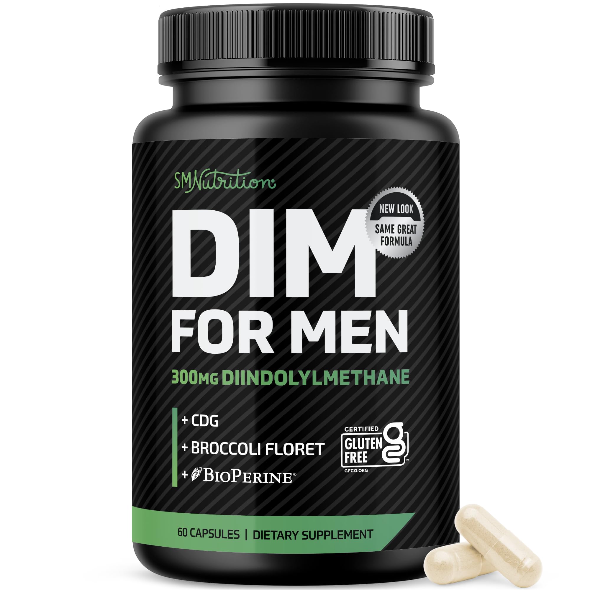 DIM 300mg for Men, Estrogen Blocker & Aromatase Inhibitor | Extra Strength Men’s Hormone Balance & Wellness Support Supplement with Diindolylmethane Plus CDG & Sulforaphane | Gluten-Free | 60 Ct.