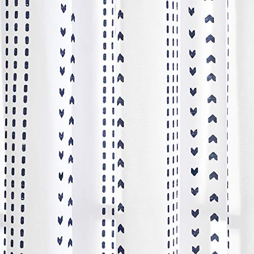 Lush Decor Hygge Stripe Window Curtain Panel Pair, 95" Long x 52" Wide, Navy & White