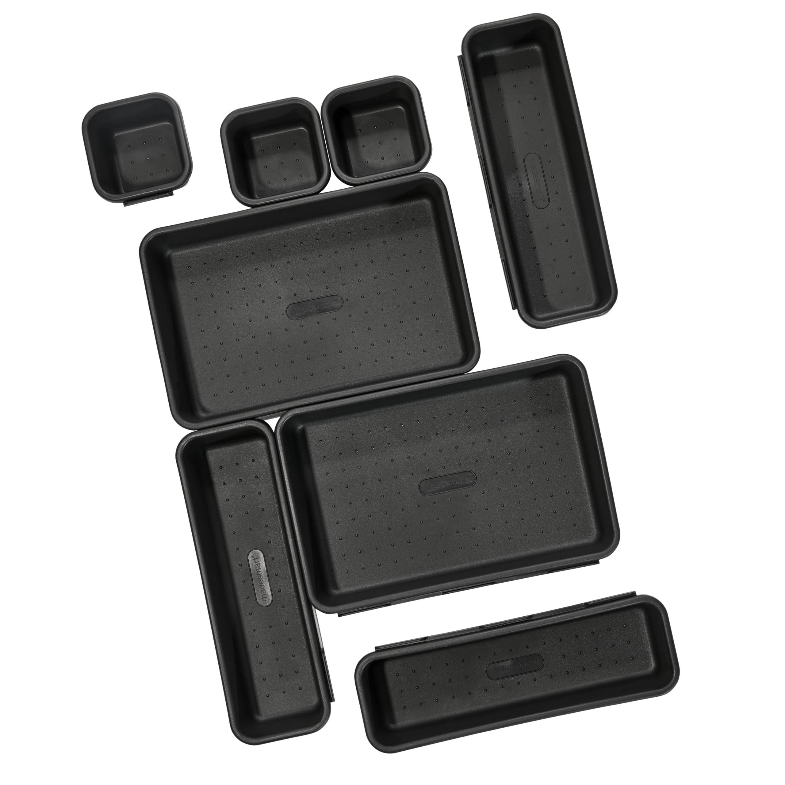 madesmart 8-Piece Interlocking Bin Pack - Granite | VALUE COLLECTION | Customizable Multi-Purpose Storage | Durable | Easy to Clean | BPA-Free (59601)