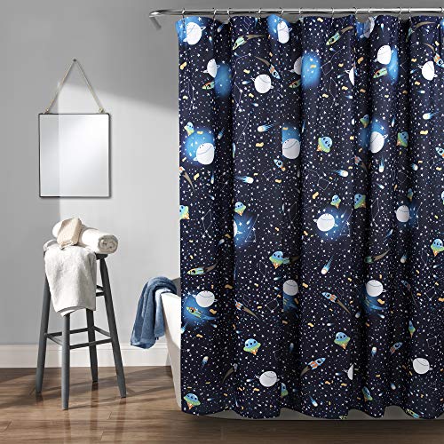 Lush Decor Universe Shower Curtain, 72" x 72", Navy