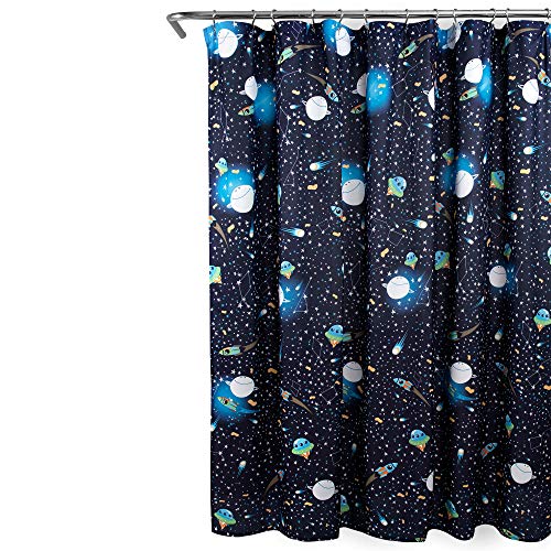 Lush Decor Universe Shower Curtain, 72" x 72", Navy