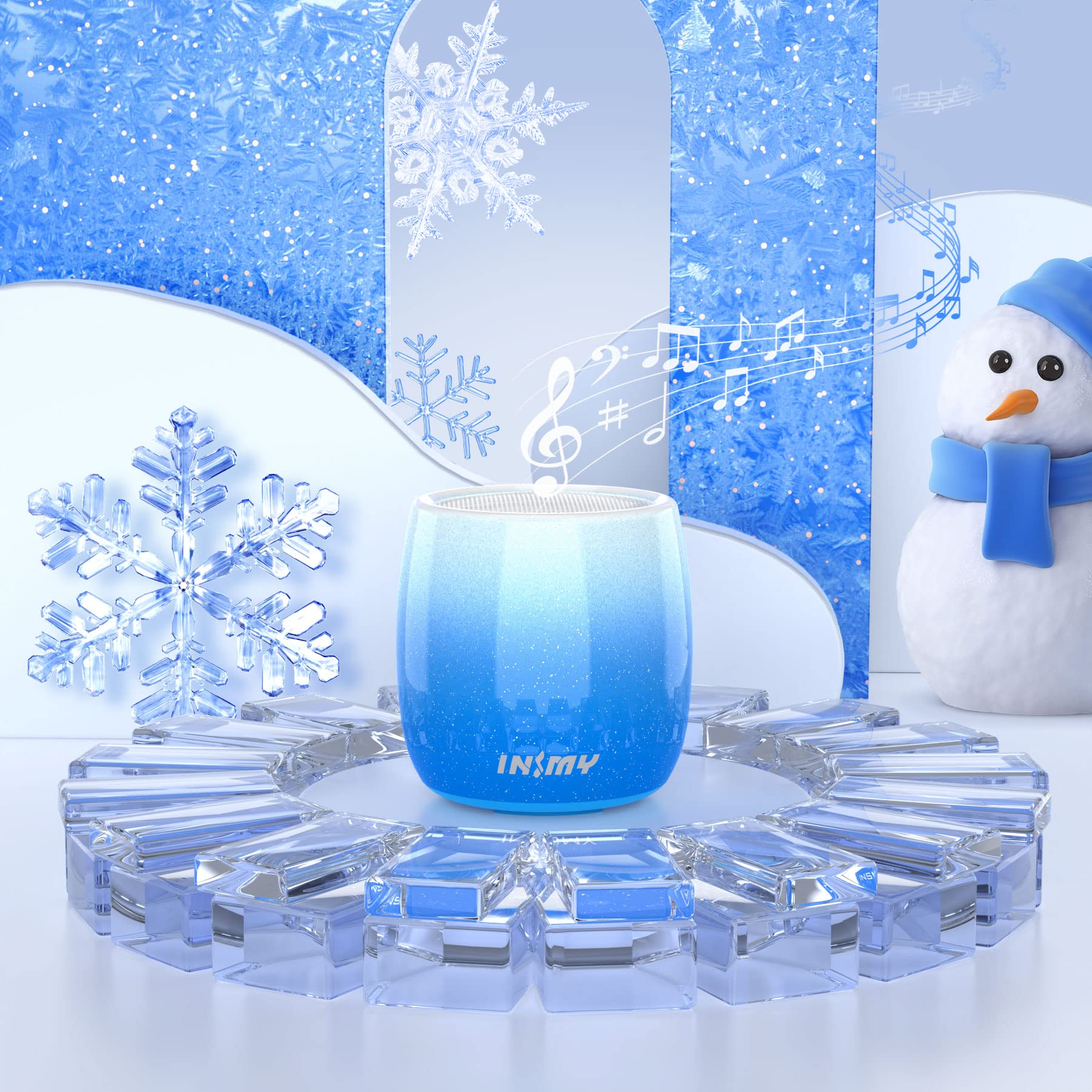 INSMY Small Bluetooth Speaker, Waterproof Mini Speakers Portable Wireless, Punchy Bass Rich Audio, Stereo Pairing, Handheld Pocket Travel Size Built-in Mic for Phone Laptop Tablet Gift (Blue)
