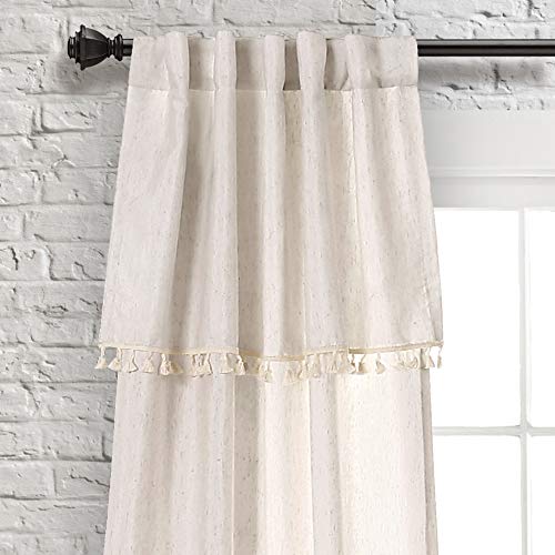 Lush Décor Ivy Tassel Window Curtain Panel Pair, 84 x 40 in, Neutral