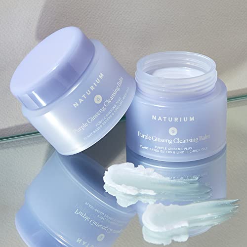 Naturium Purple Ginseng Cleansing Balm Plus Plant-Based Esters & Linoleic-Rich Oils, Smoothing Face Wash, 3.1 oz