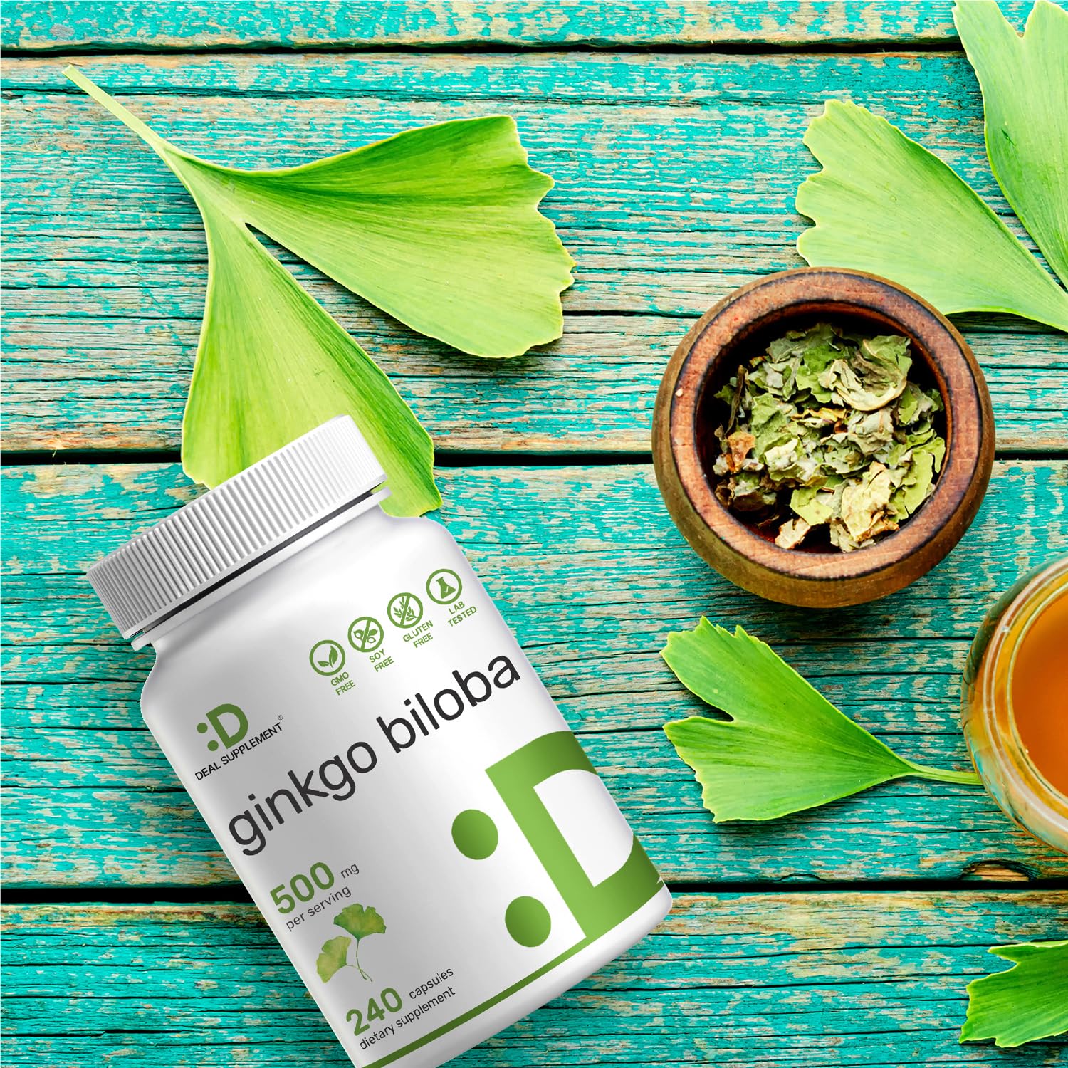 DEAL SUPPLEMENT Ginkgo Biloba 500mg Per Serving, 240 Capsules, 4 Month Supply β Grown in Northern Asia β Extra Strength, Promotes Brain Function