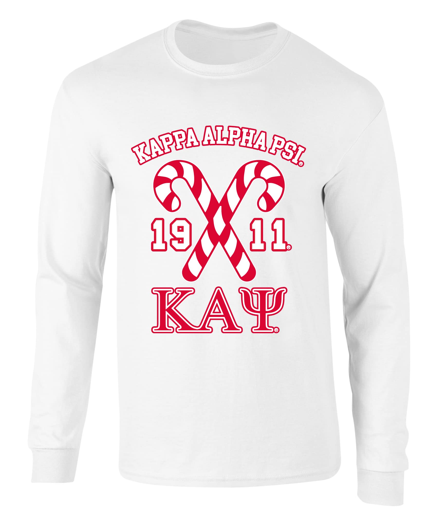 Kappa Alpha Psi Fraternity Canes Graphic Print Long Sleeve T Shirt White Large Regular