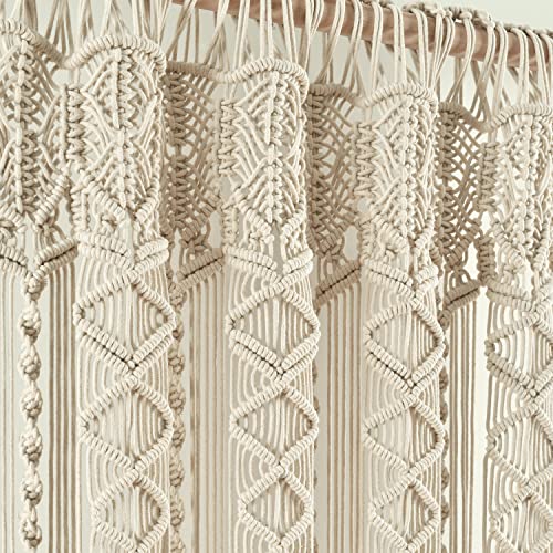 Lush Decor Boho Macrame Textured Cotton Window Curtain/Room Divider/Doorway/Wall Decor, 95" L x 40" W, Gray